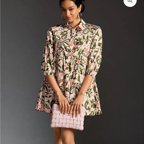 Maeve | Dresses | Maeve Pink And Olive Green Floral Shirt Dress | Poshmark